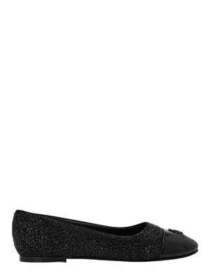 Philipp Plein Strass Logo Ballerina Flats - Black