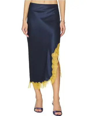 LA LIGNE Lace Slip Skirt - Navy