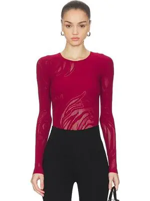 Wolford Rose Net Bodysuit - Red