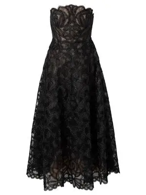 Simkhai Elvina Strapless Metallic Guipure Lace Maxi Dress - Black