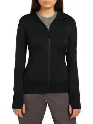 Icebreaker 260 Quantum Merino Wool Hooded Jacket - Black
