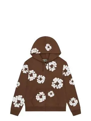 DENIM TEARS Denim Tears Cotton Wreath Zip Hoodie Brown