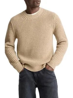 Vince Shaker Stitch Merino Wool Crewneck Sweater - River Sand