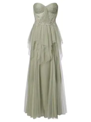 Costarellos Embellished Tulle Corset Gown - Green
