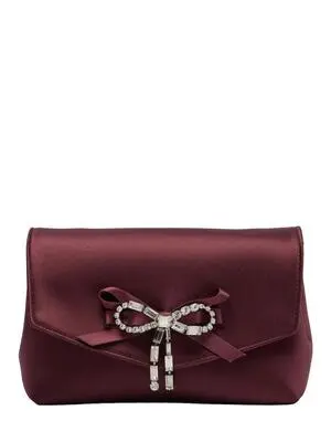 JIMMY CHOO Embellished Satin Clutch - Burgundy