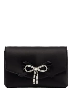JIMMY CHOO Soft Bow Mini Embellished Satin Clutch - Black