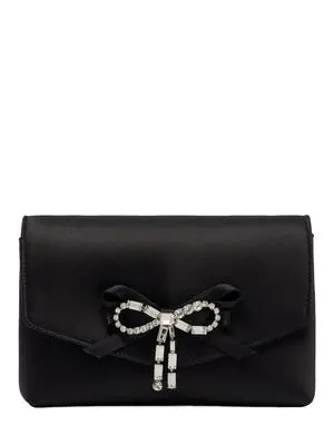 JIMMY CHOO Soft Bow Mini Embellished Satin Clutch - Black