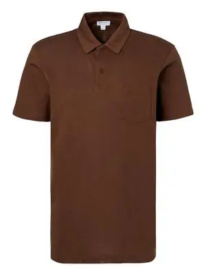 Sunspel Riviera Cotton Mesh Polo Shirt - Brown