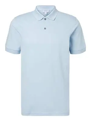 Sunspel Riviera Cotton Mesh Polo Shirt - Blue