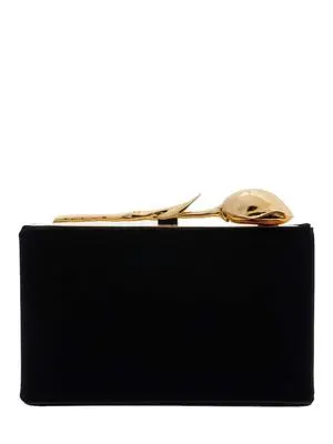 Erdem Bloom Mini Velvet Clutch - Black