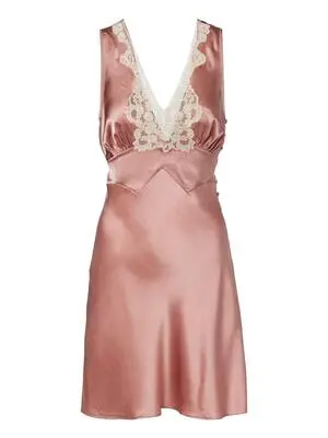 Chloé Lace-trimmed Silk Satin Minidress - Pink