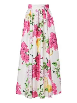 LEO LIN Reinette Floral Maxi Skirt - White