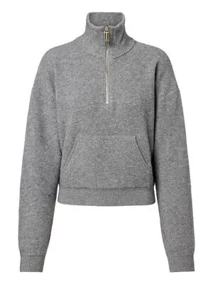 Victoria Beckham Wool And Cashmere Half-zip Sweater - Grey