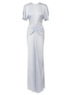 Victoria Beckham Gathered Satin Gown - Blue