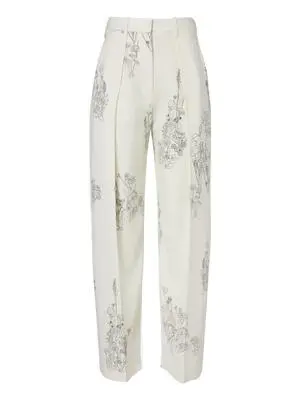 Victoria Beckham Floral Wide-leg Pants - White