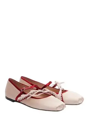 JIMMY CHOO Loli Embellished Satin Ballet Flats - Pink