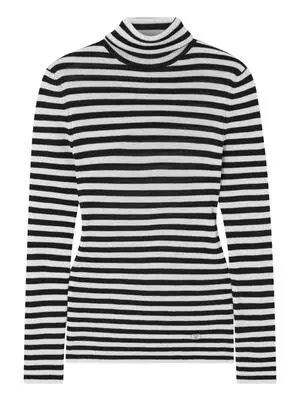 Valentino Garavani Striped Wool Turtleneck Sweater - Black