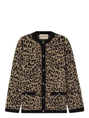 Valentino Garavani Leopard-jacquard Wool Cardigan - Animal Print