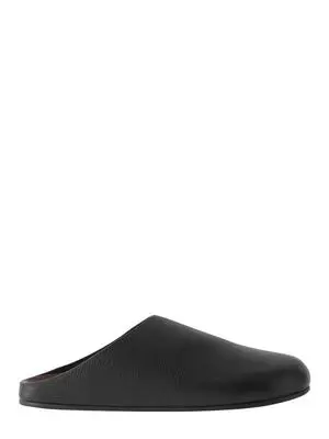 THE ROW Hudson Leather Mules - Black
