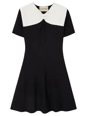 Valentino Garavani Bow-detailed Two-tone Stretch-knit Mini Dress - Black