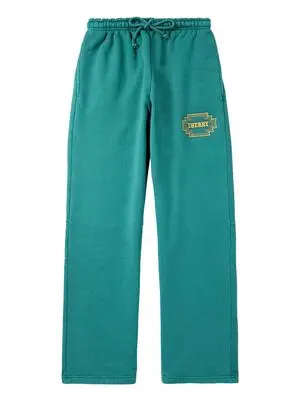 SSSTEIN Straight-Leg Logo-Embroidered Cotton-Jersey Sweatpants Blue