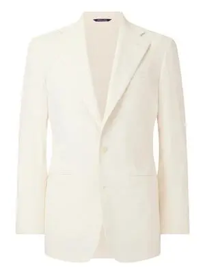 SAMAN AMEL Cotton-blend Twill Suit Jacket - Neutrals