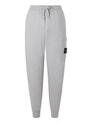 Stone Island Logo-appliquéd Organic Cotton-jersey Sweatpants - Gray