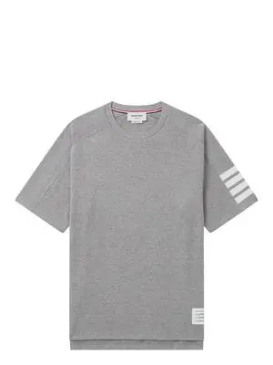 Thom Browne Striped Cotton-jersey T-shirt - Gray