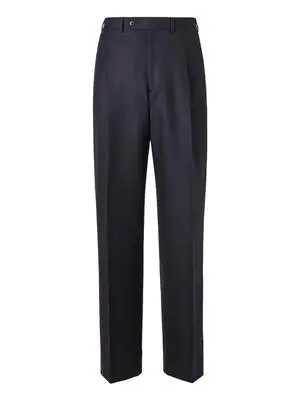 SAMAN AMEL Amo Straight-leg Cotton-blend Suit Trousers - Blue