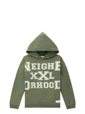 NEIGHBORHOOD Logo-print Distressed Cotton-jersey Hoodie - Green