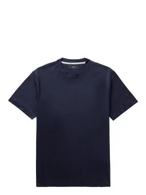 Mr P. Silk And Cotton-blend T-shirt - Blue