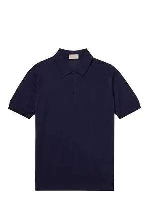 John Smedley Cotton And Cashmere-blend Polo Shirt - Blue
