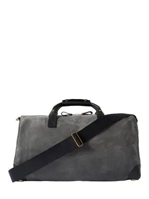 Bennett Winch Commuter Leather-trimmed Suede Holdall - Gray