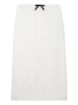 SHUSHU/TONG Bow-embellished Lace Midi Skirt - White