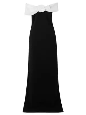 SELF-PORTRAIT Off-the-shoulder Crepe Maxi Dress - Black