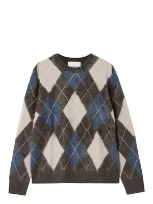 LISA YANG Margy Argyle Brushed-cashmere Sweater - Brown
