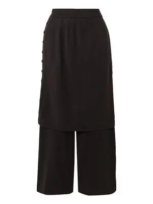 LISA YANG Payton Layered Cashmere Wide-leg Pants - Brown
