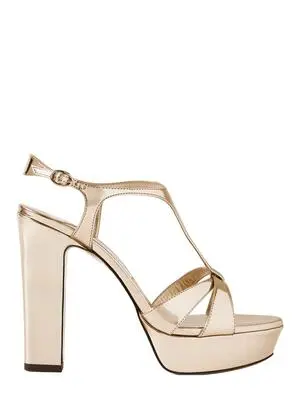JIMMY CHOO Kesia 120 Mirrored-leather Platform Sandals - Gold