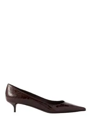 JIMMY CHOO Amelia Croc-Effect Leather Pumps Dark Brown