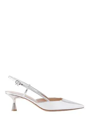 GIANVITO ROSSI Ascent 55 Mirrored Leather Slingback Pumps - Silver