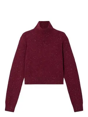 FRAME The Fleck Cashmere Turtleneck Sweater - Burgundy