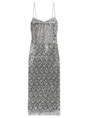 Christopher Esber Sequined Lace Midi Dress - Silver