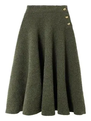 Bottega Veneta Wool-blend Bouclé Midi Skirt - Green
