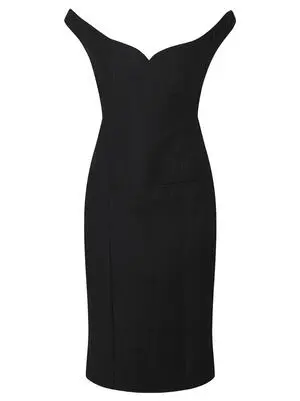 Calvin Klein Anita Off-the-shoulder Wool-blend Dress - Black