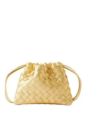 Bottega Veneta Intrecciato Leather Pouch - Gold