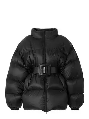 Balenciaga Hourglass Belted Quilted Down Jacket - Black