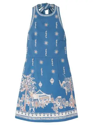 ALEMAIS Acacia Printed Mini Dress - Blue
