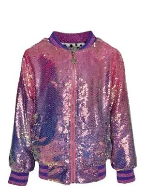LOLA + THE BOYS Haze Sequin Bomber - Lavender