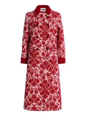 La Veste Miranda Flocked Wool Coat - Red
