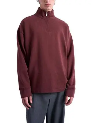 Topman Heavyweight Oversized Quarter Zip Sweatshirt - Brown